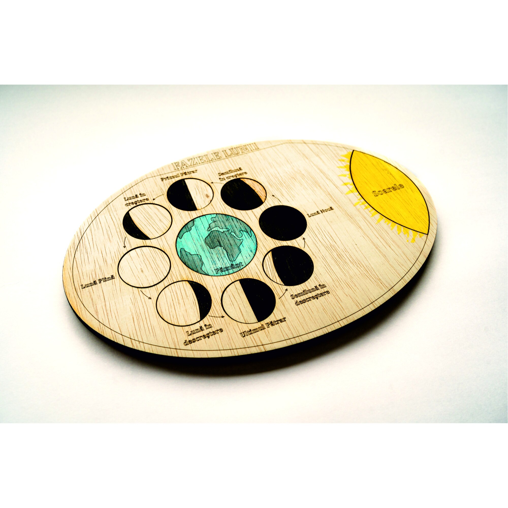 Puzzle Montessori, Fazele Lunii, 15 piese, 200mm x 300mm, 5 ani +, din ...