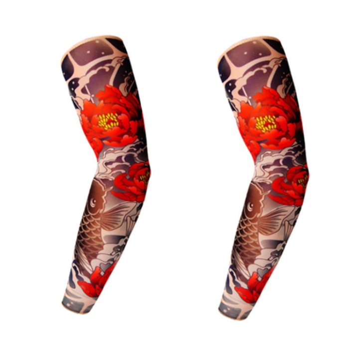 Set 2 imitatii tatuaj pentru brate, CRT, Red Peony Two, Textil, 3D ...
