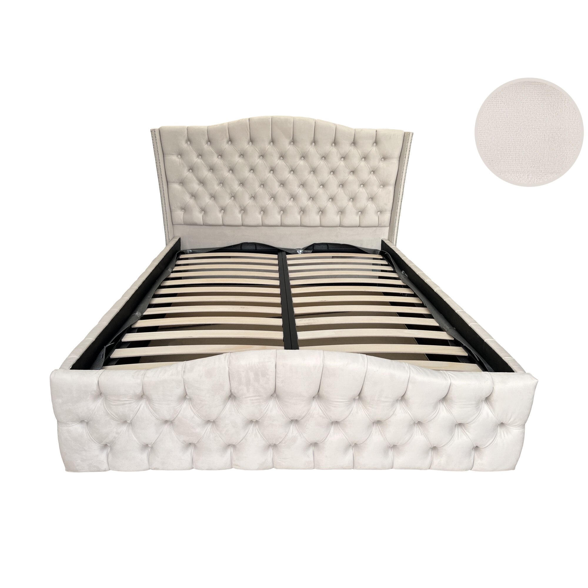 Pat tapitat Herman Luxury, cu spatiu de depozitare si somiera ...