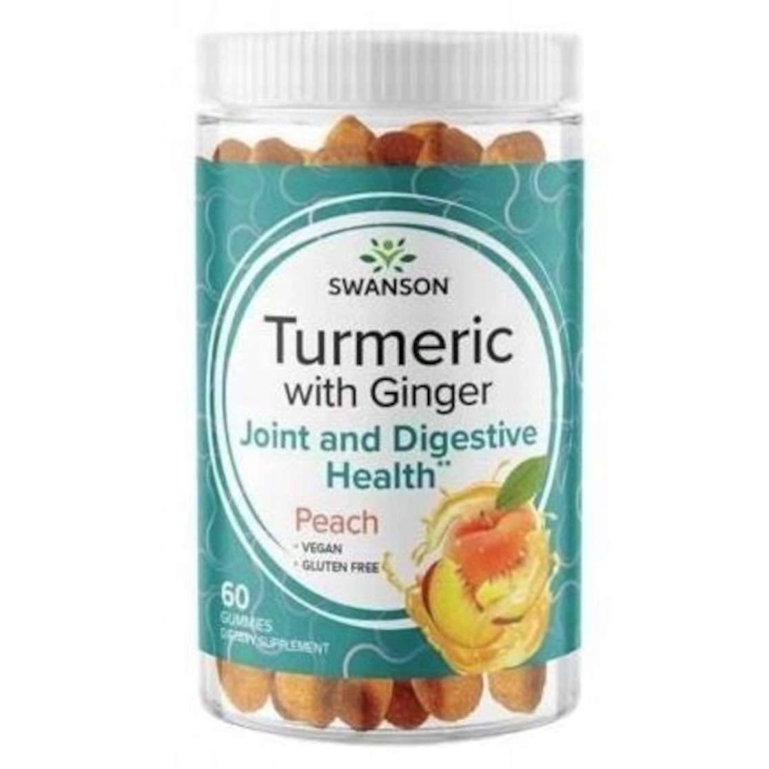 Supliment alimentar, Swanson Turmeric cu ghimbir, pere, 60 jeleuri ...