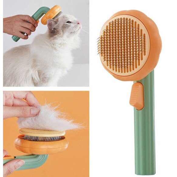 Perie animale in forma de Dovleac cu maner si cap floare pentru par de ...