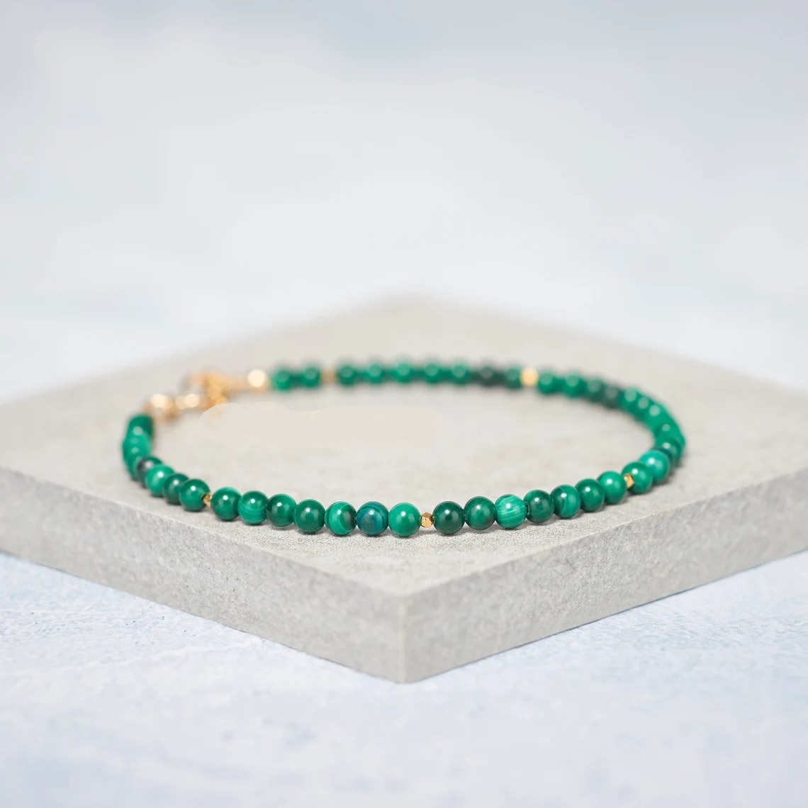 Bratara malachit natural si argint placat cu aur Dual Stax - eMAG.ro