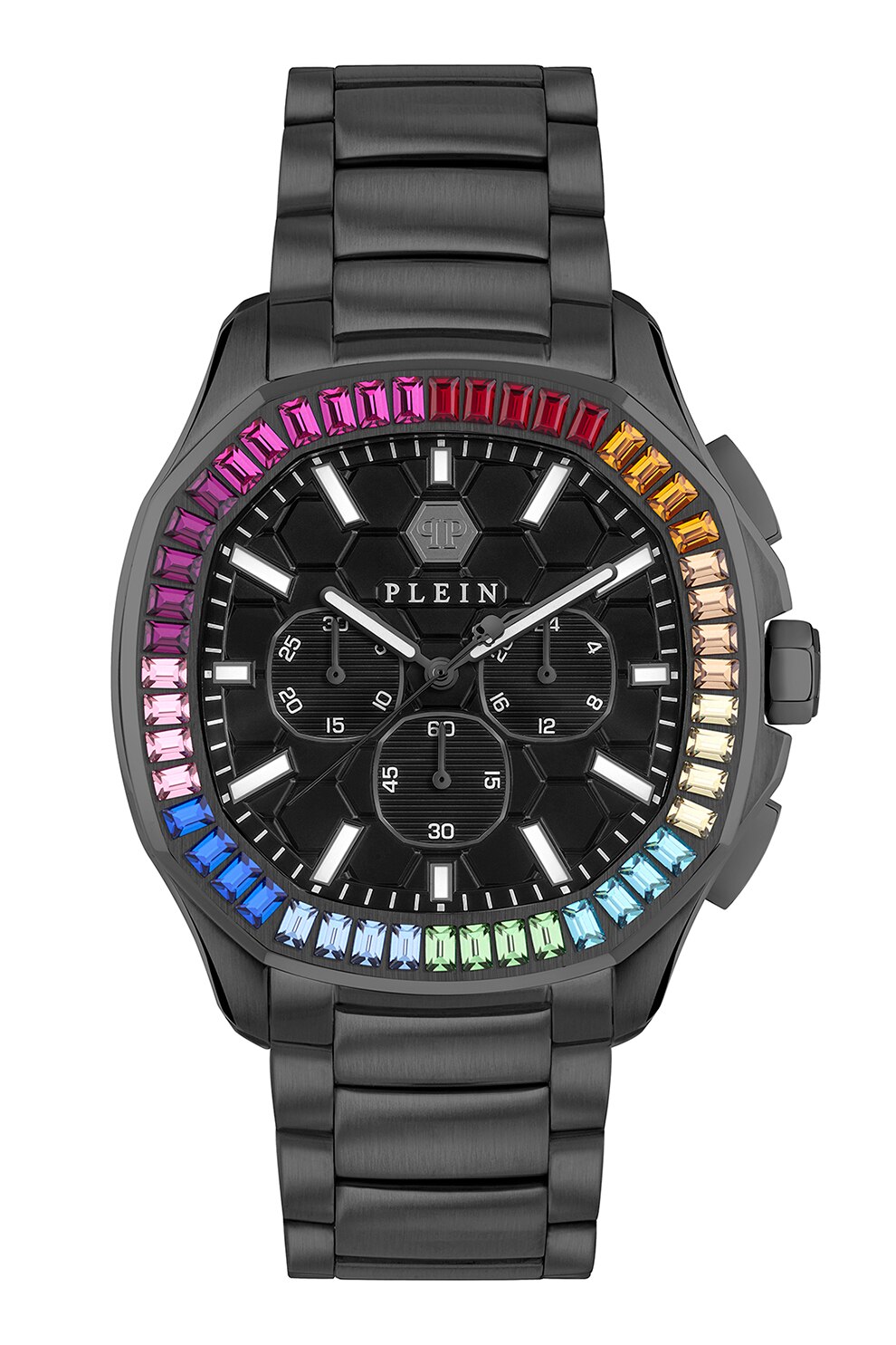 Philipp Plein, Ceas cronograf din otel inoxidabil, Albastru, Negru, Mov ...