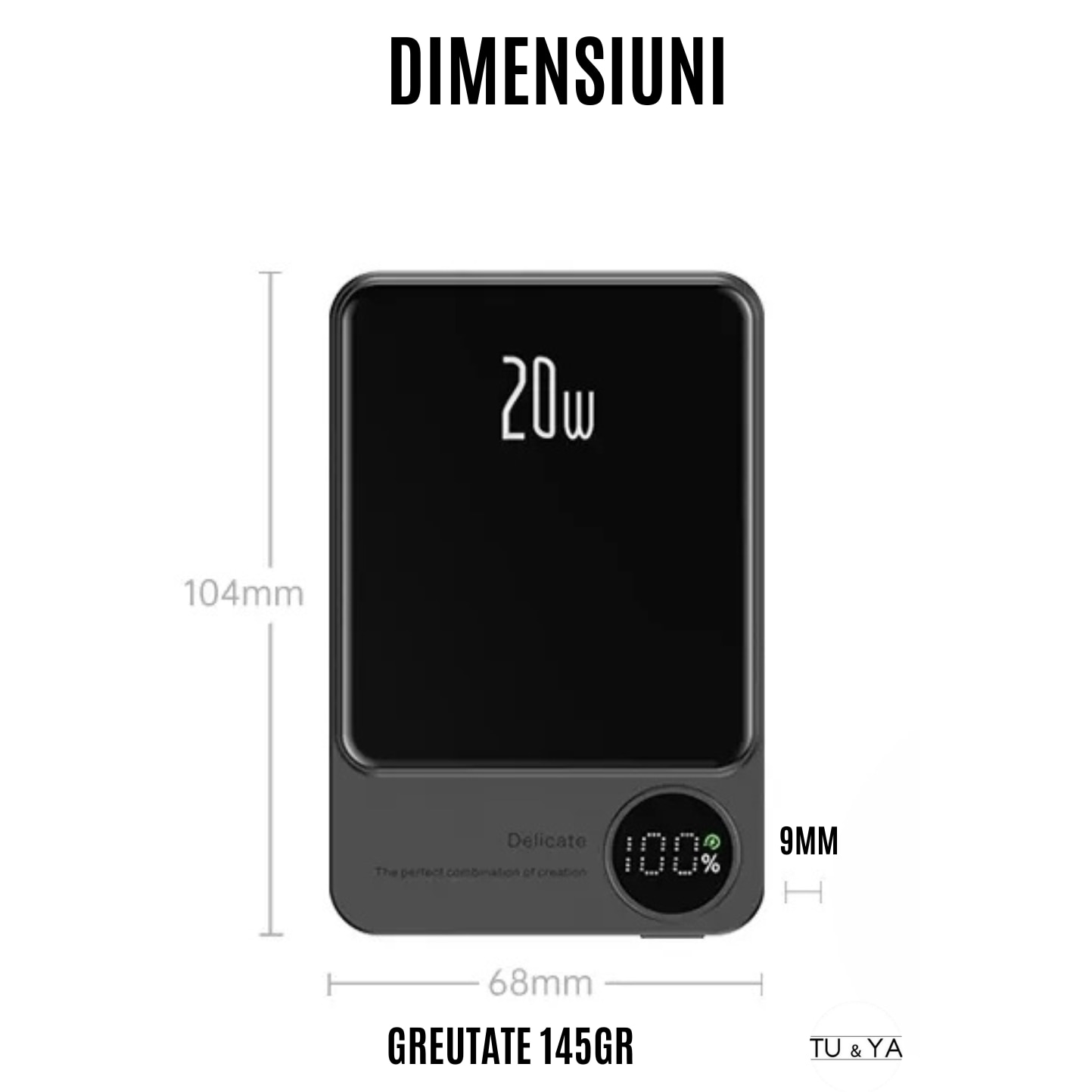 Bateria Externa Wireless Magnetica TU&YA® 5000 mAh, Fast Charge 15W ...