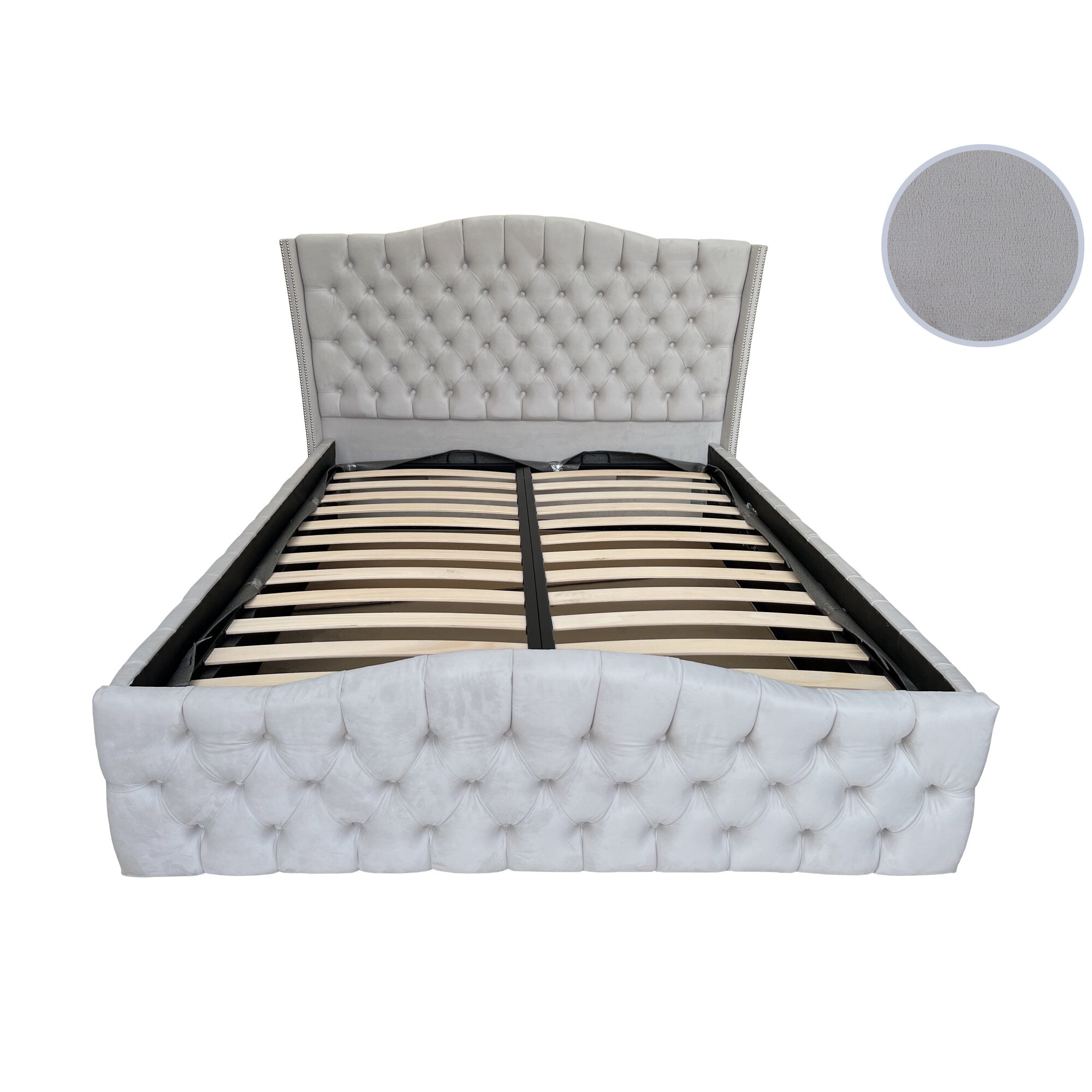 Pat tapitat Herman Luxury, cu spatiu de depozitare si somiera ...