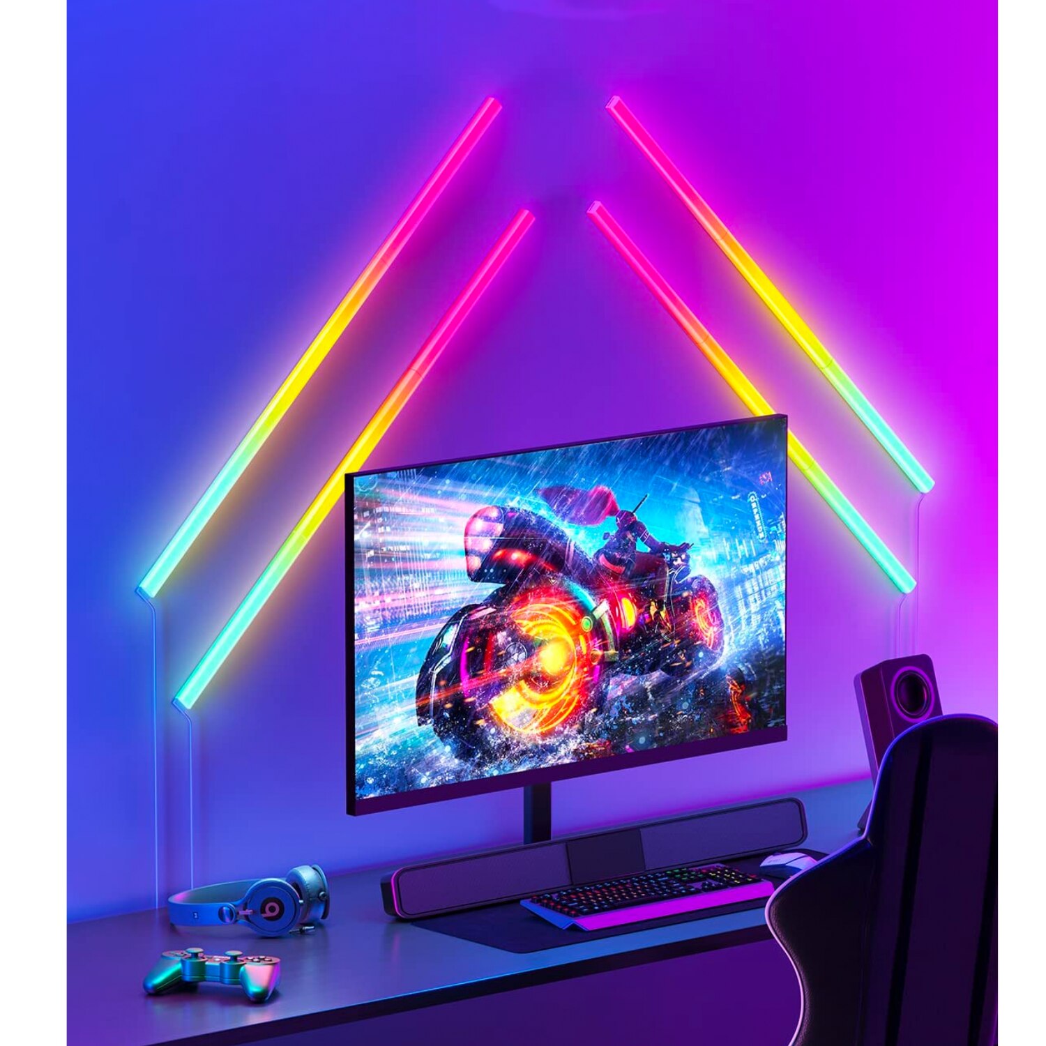 6 db intelligens RGBIC LED bot készlet, Elindor fali lámpa, Wi-fi, zene ...