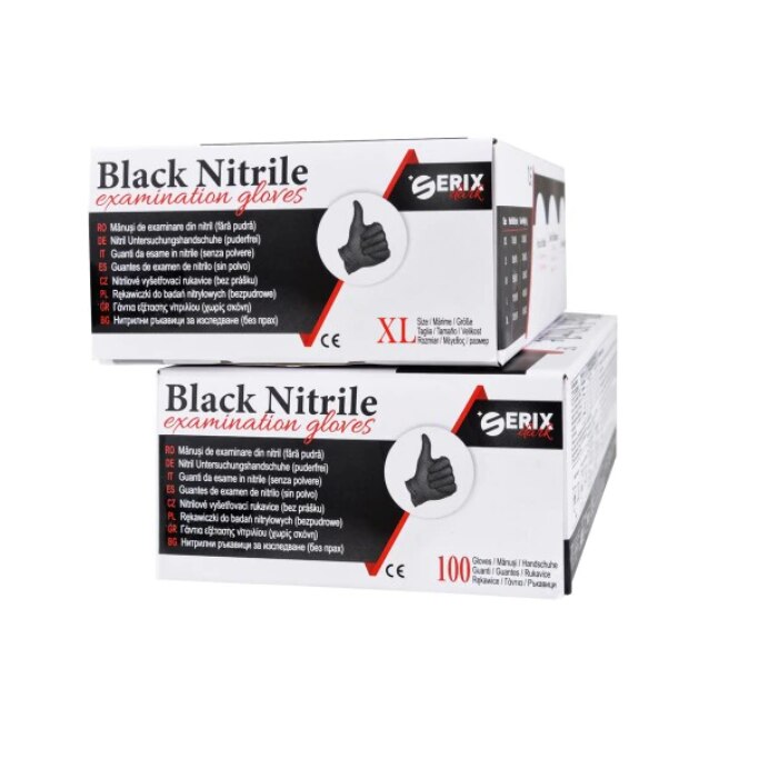 Set 100 Manusi Examinare Nitril Negre Serix Dark Black L - eMAG.ro