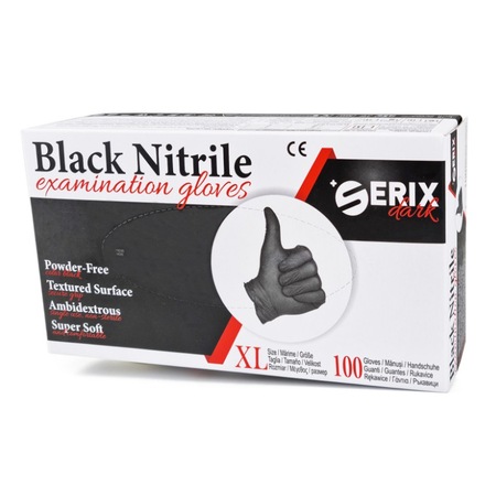Комплект от 100 нитрилни ръкавици за преглед Serix Dark Black XL - eMAG.bg