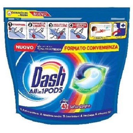 Detergent rufe capsule Dash All in 1 Pods Salva Colore, 43 capsule ...