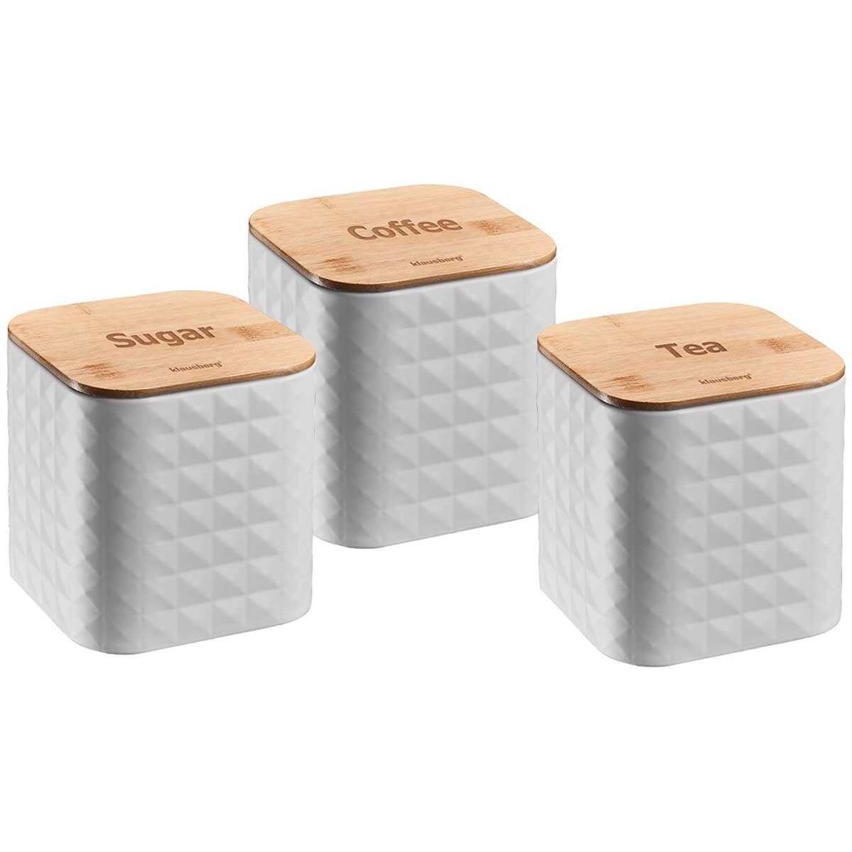 Set 3 recipiente de bucatarie, Klausberg, Bambus/Inox, Gri deschis/Maro ...