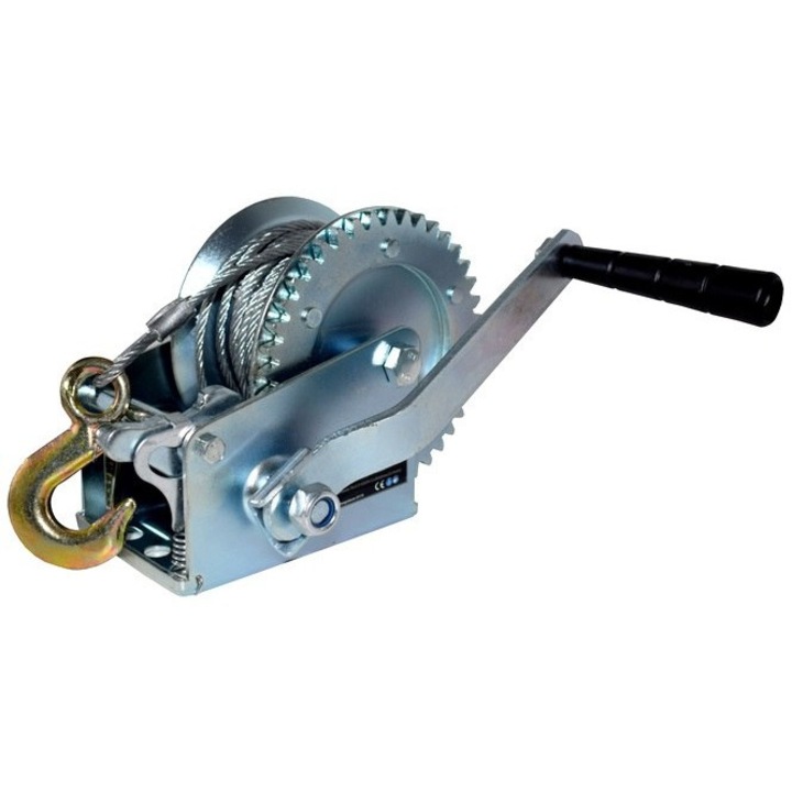 Troliu cu manivela, 450 kg, Trepte duble, Carlig de blocare, Metal ...