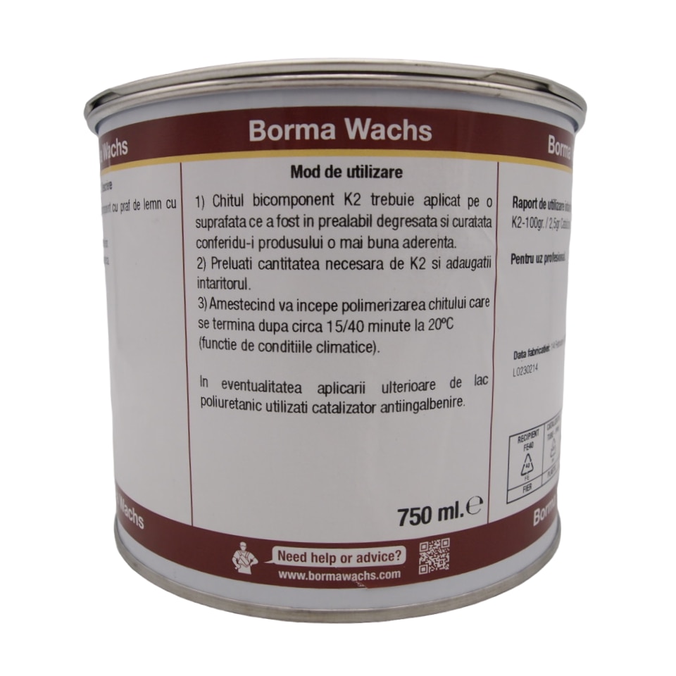 Chit bicomponent pe baza de solvent pentru lemn, Borma Wachs, 750 grame ...