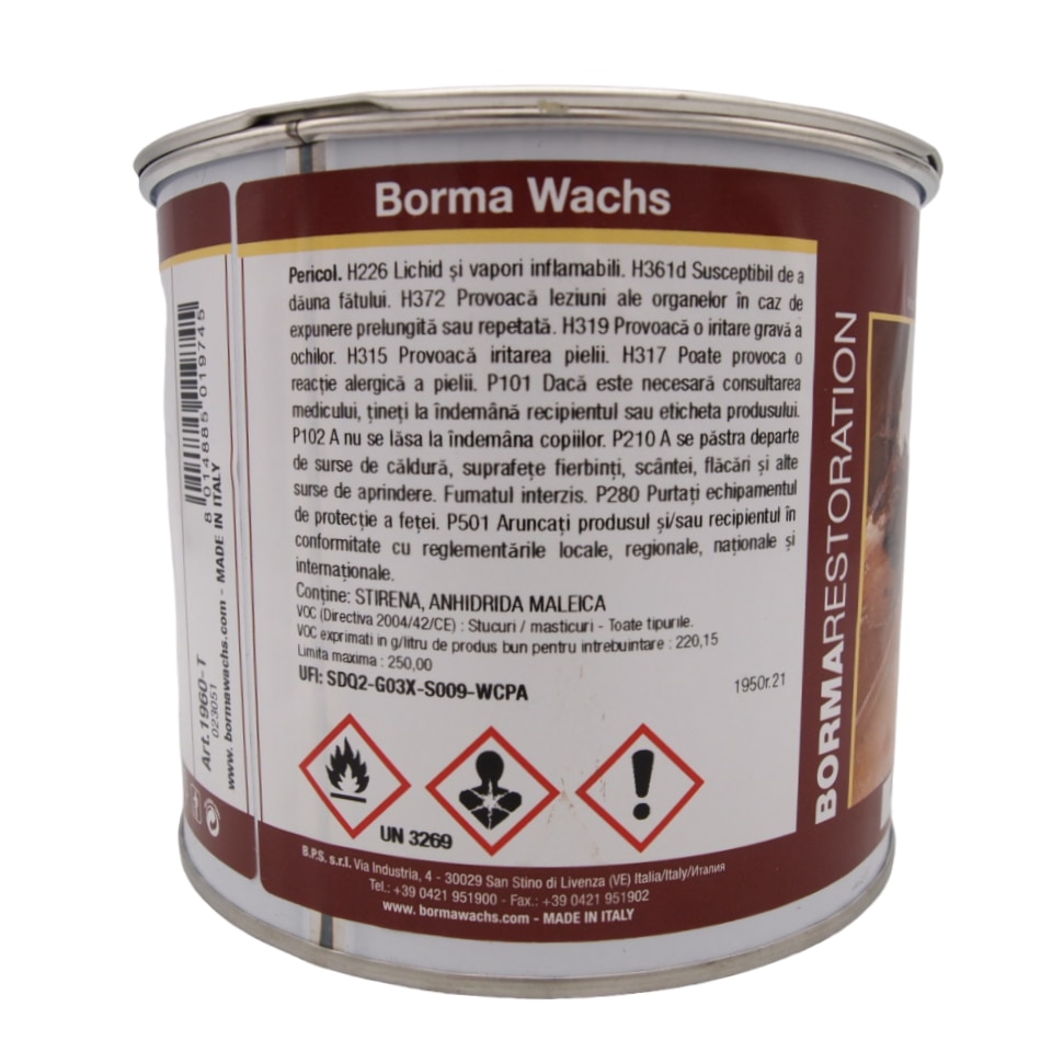 Chit bicomponent pe baza de solvent pentru lemn, Borma Wachs, 750 grame ...
