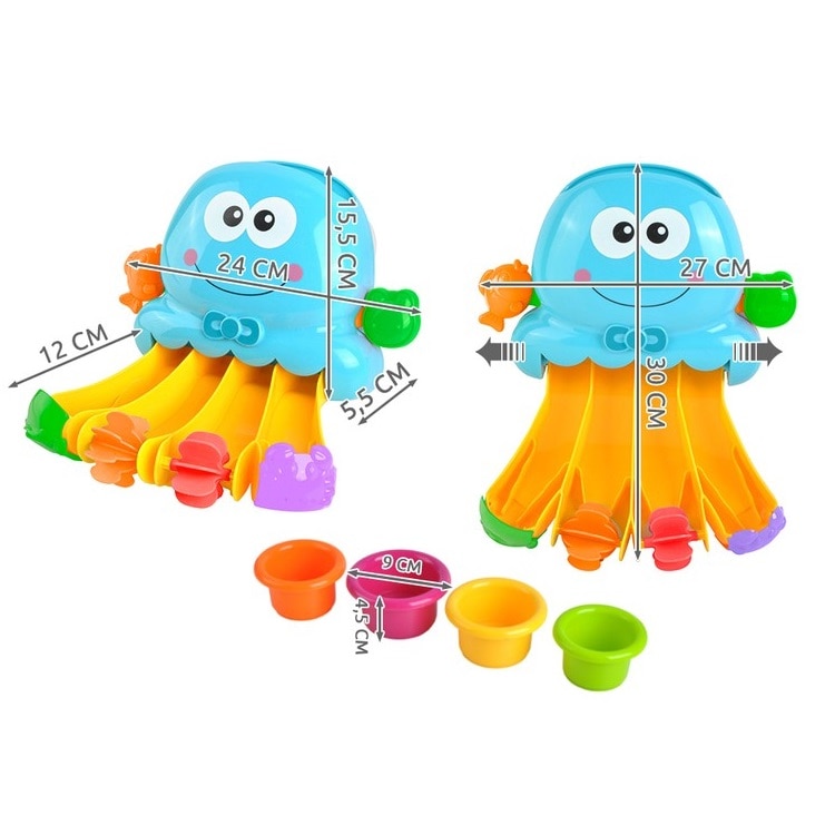 Jucarie de baie interactiva, tobogan cu apa caracatita, 27cm x 30cm ...