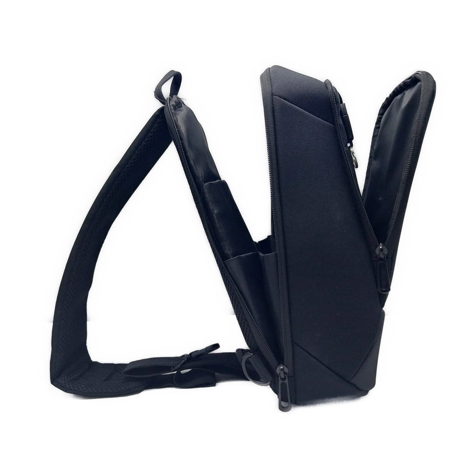 Rucsac Crossbody cu port USB, Impermeabil, Ultralight, Unisex, Negru ...