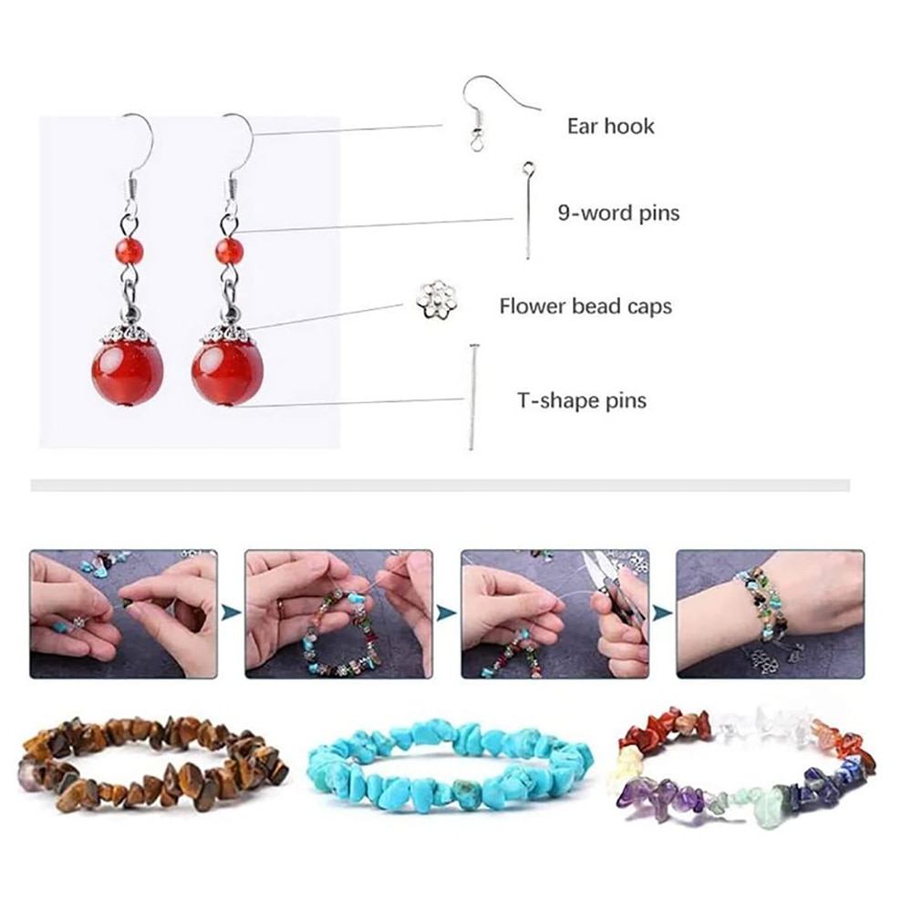 Set 550 margele pentru artizanat, BOMSTOM, Cleste, Snur, Multicolor ...