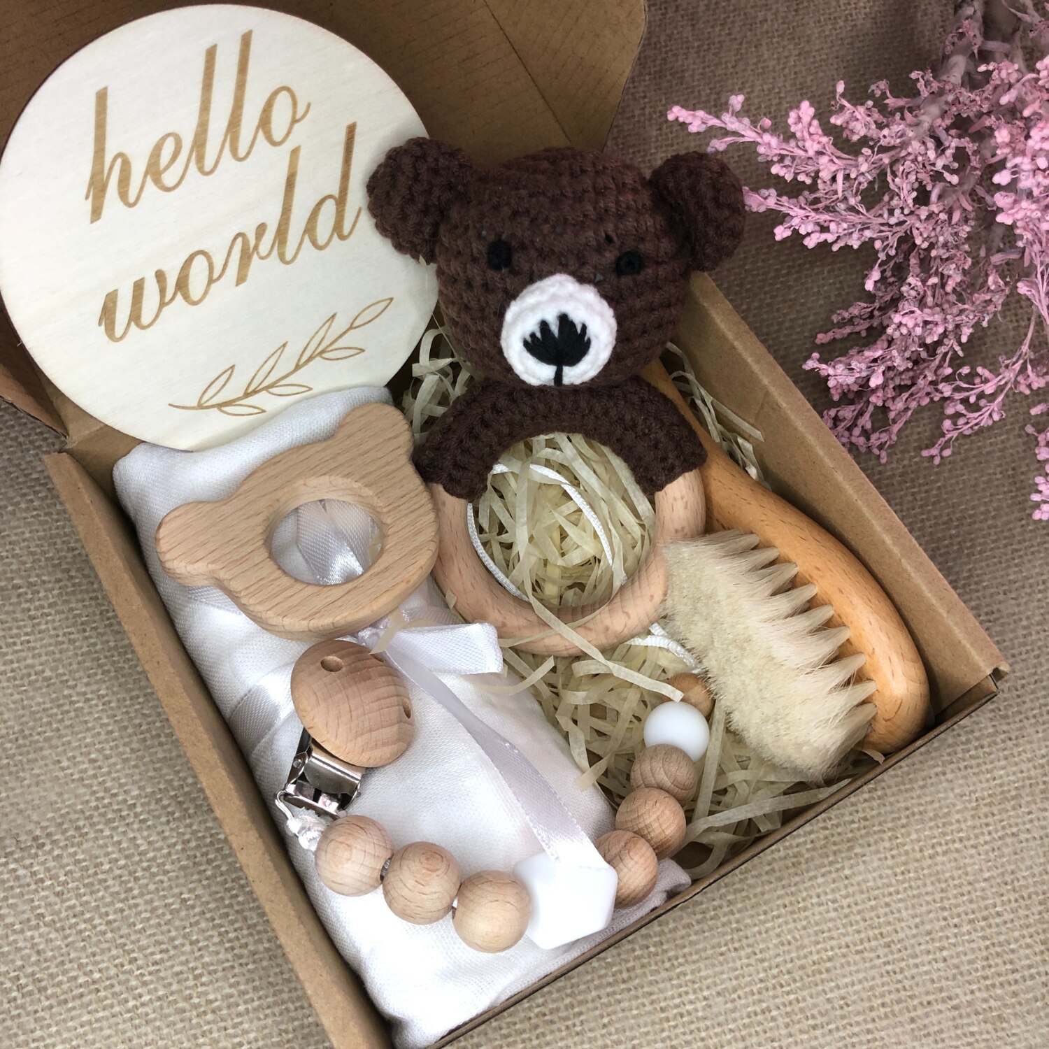 Set Bebelusi sau Nou Nascuti, Hello World, 6 piese, Lantisor suzeta ...