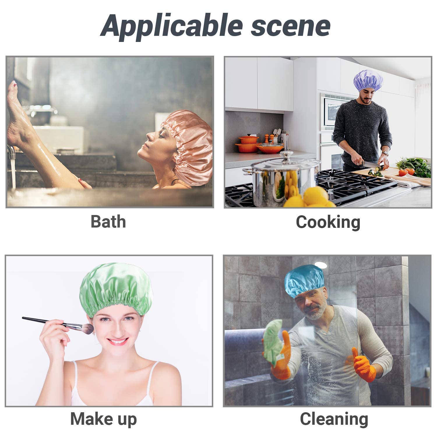 Set 4 casti pentru dus, SOOYE, EVA/Poliester, Reutilizabile, Multicolor ...