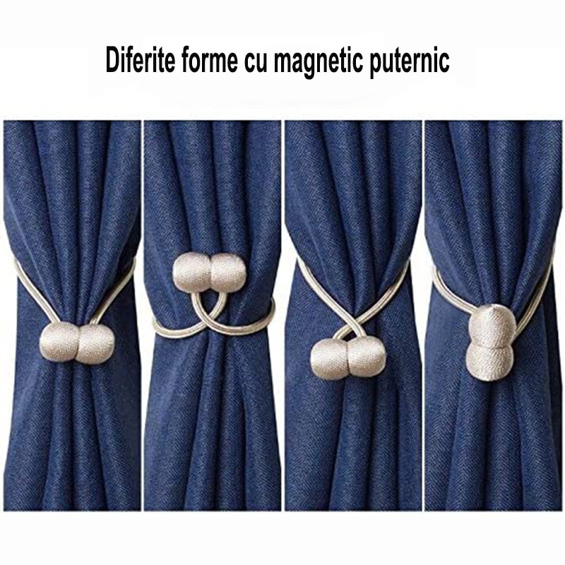 Set 2 cordoane prindere perdea, Vaxiuja, Poliester, Magnetic, 17inch ...