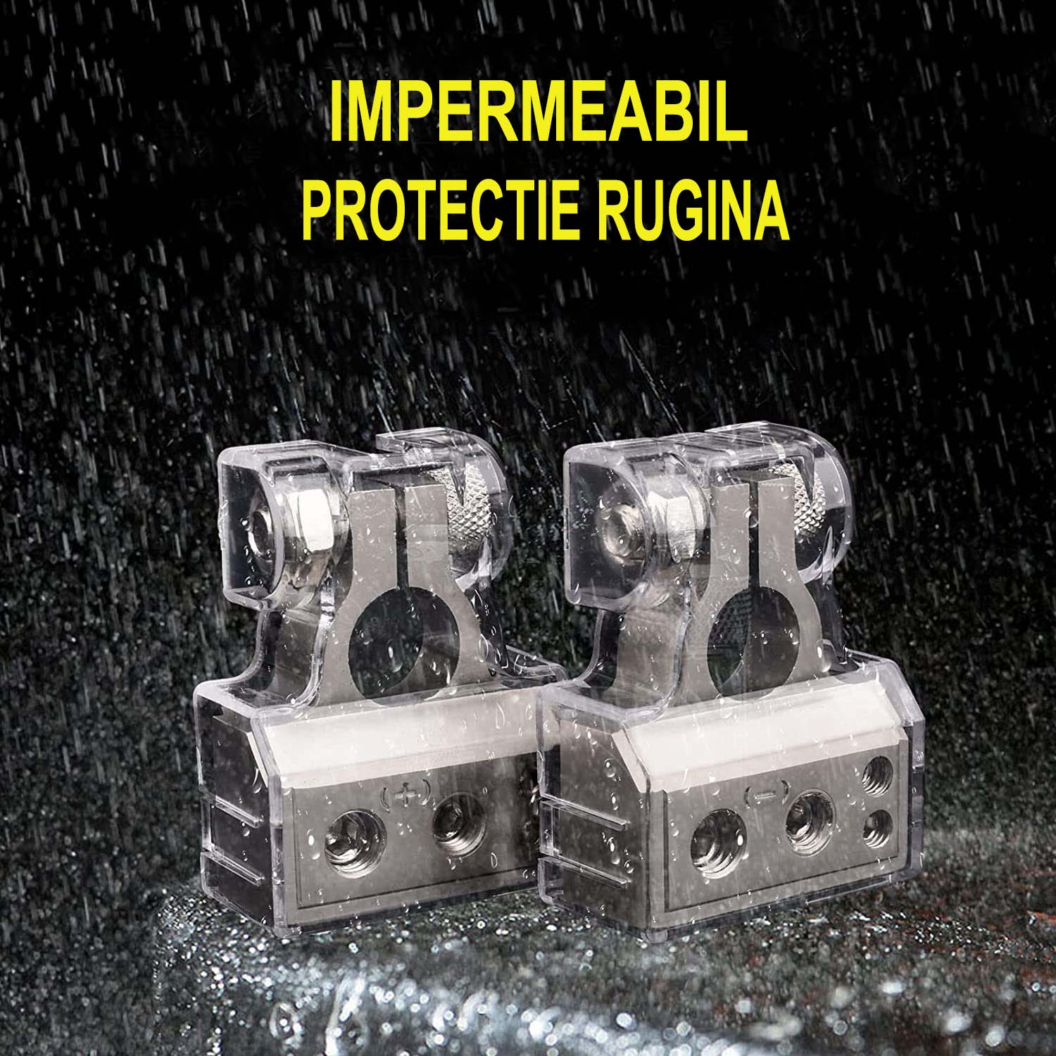 Set borne baterie, Vaxiuja, cu 2 capace transparente si Garnitura ...