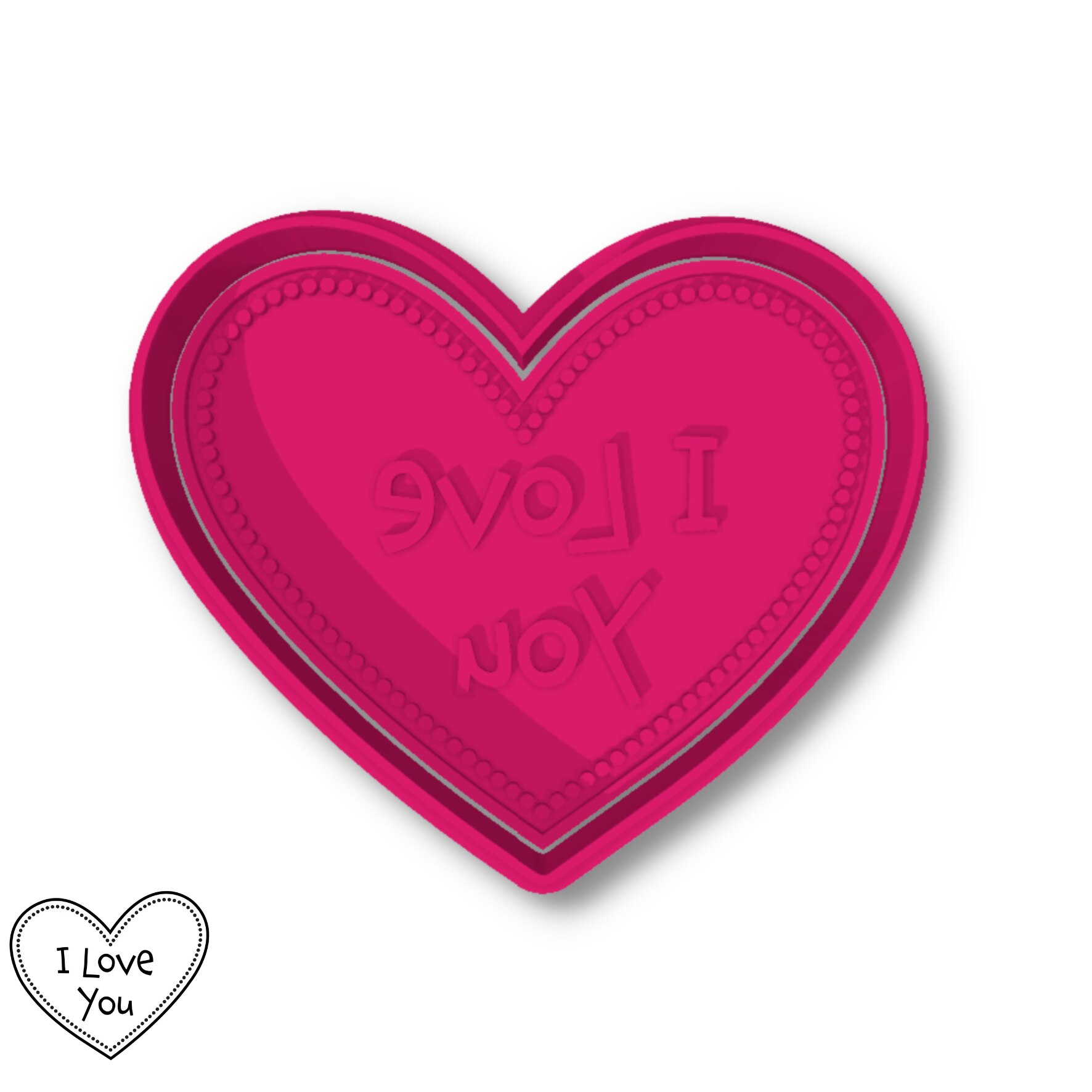 Set decupator contur si stampila inima I love you, 10 cm, plastic PLA ...