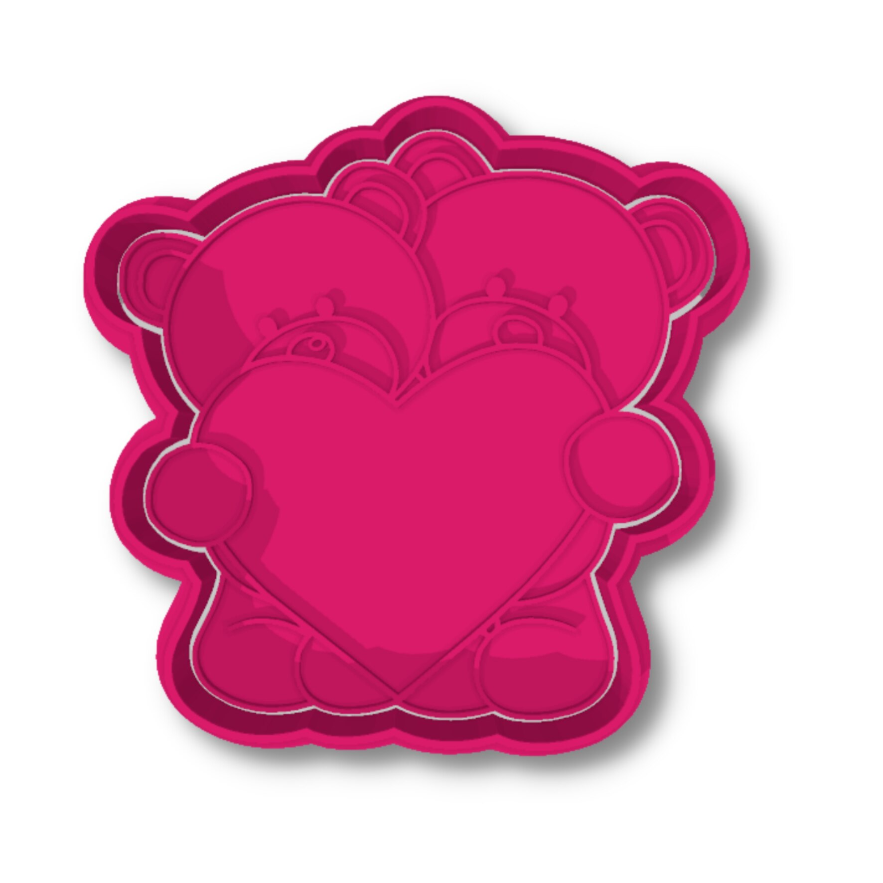 Set decupator contur si stampila ursuleti imbratisati cu inima, 8 cm ...