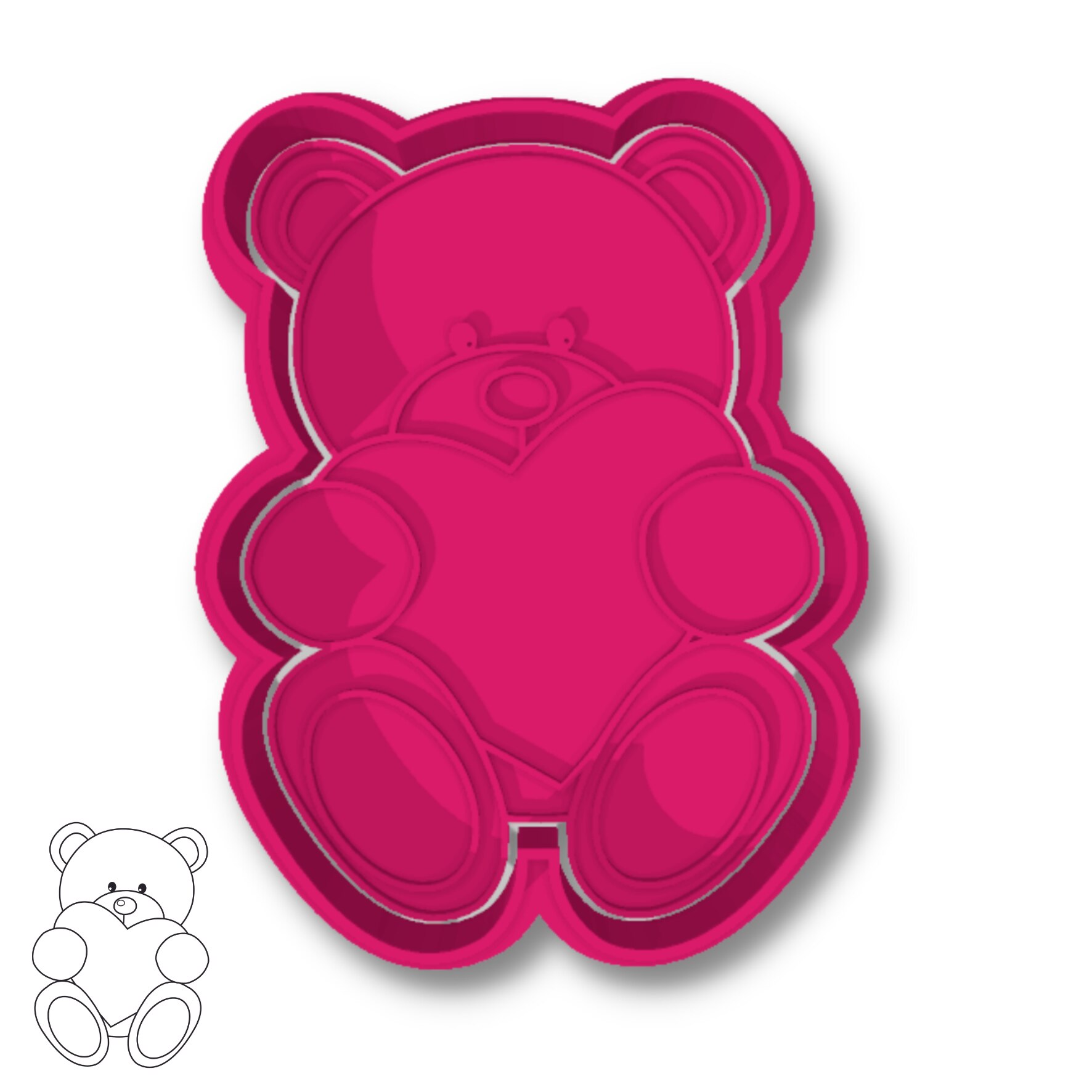 Set decupator contur si stampila ursulet cu inima in brate valentine, 6 ...