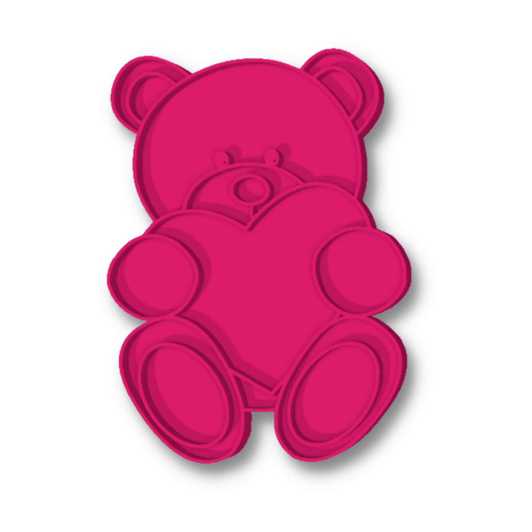 Stampila pentru decupator contur ursulet cu inima in brate valentine, 8 ...