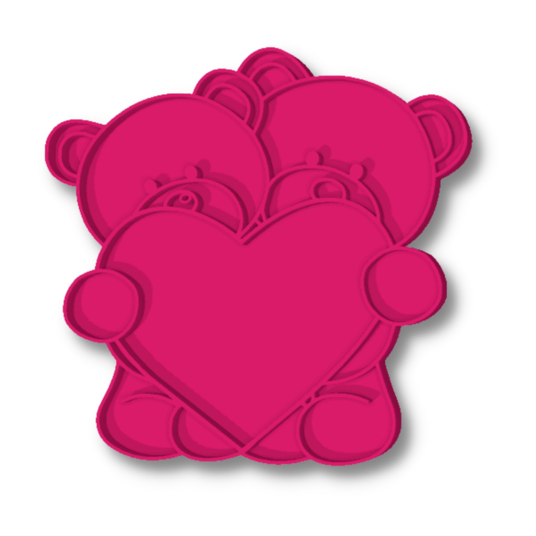 Stampila pentru decupator contur ursuleti imbratisati cu inima, 6 cm ...