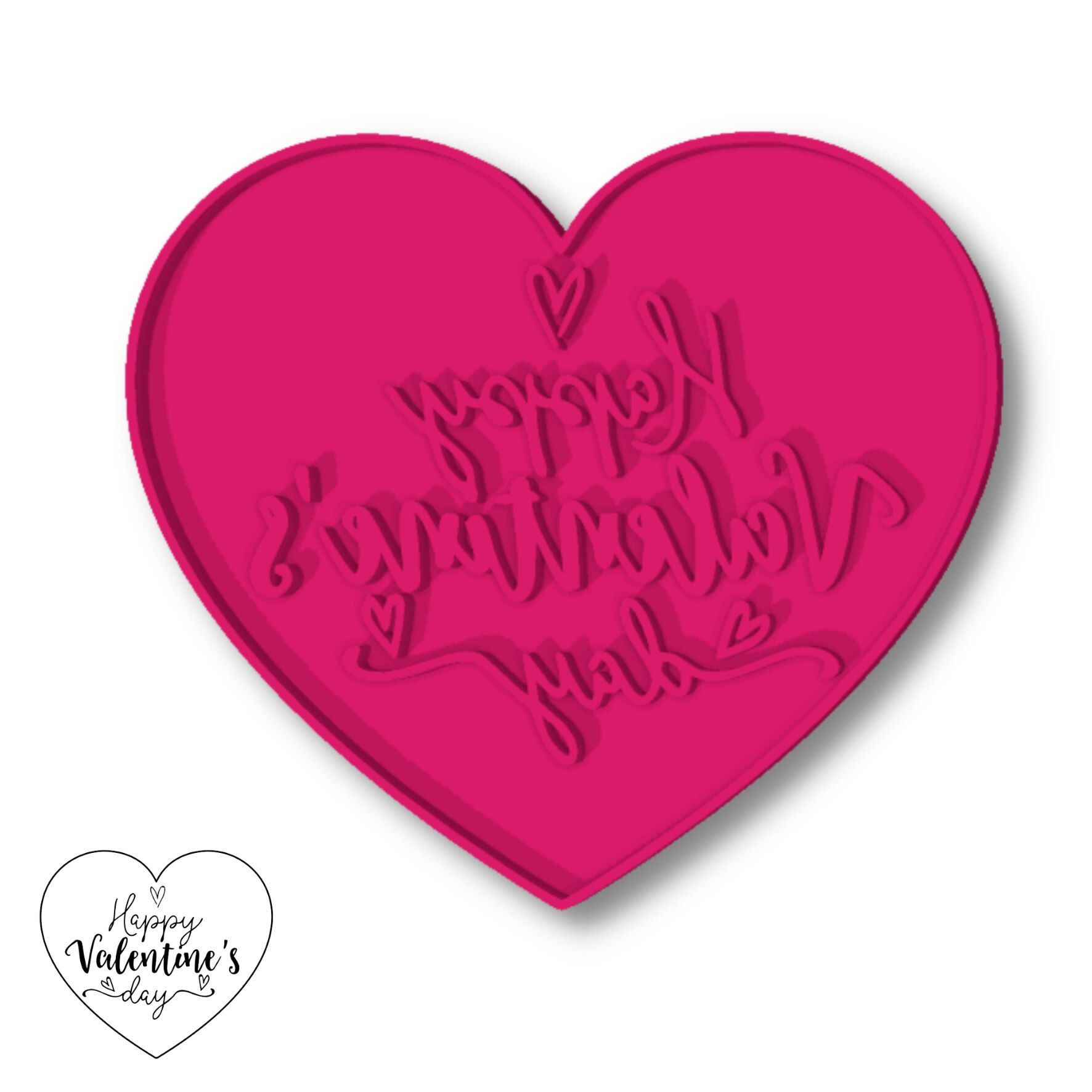 Stampila pentru decupator inima Happy Valentines Day, 10 cm, plastic ...
