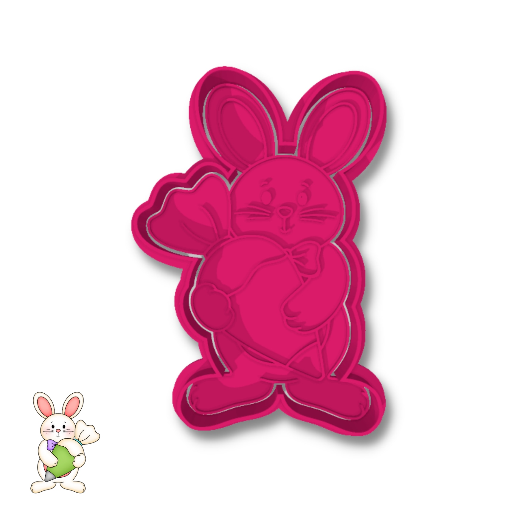 Set decupator contur si stampila iepuras cu pos, 10 cm, plastic PLA ...