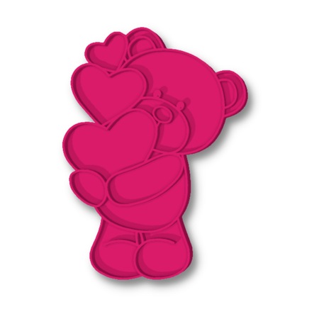Stampila pentru decupator ursulet cu trei inimi valentine, 10 cm ...