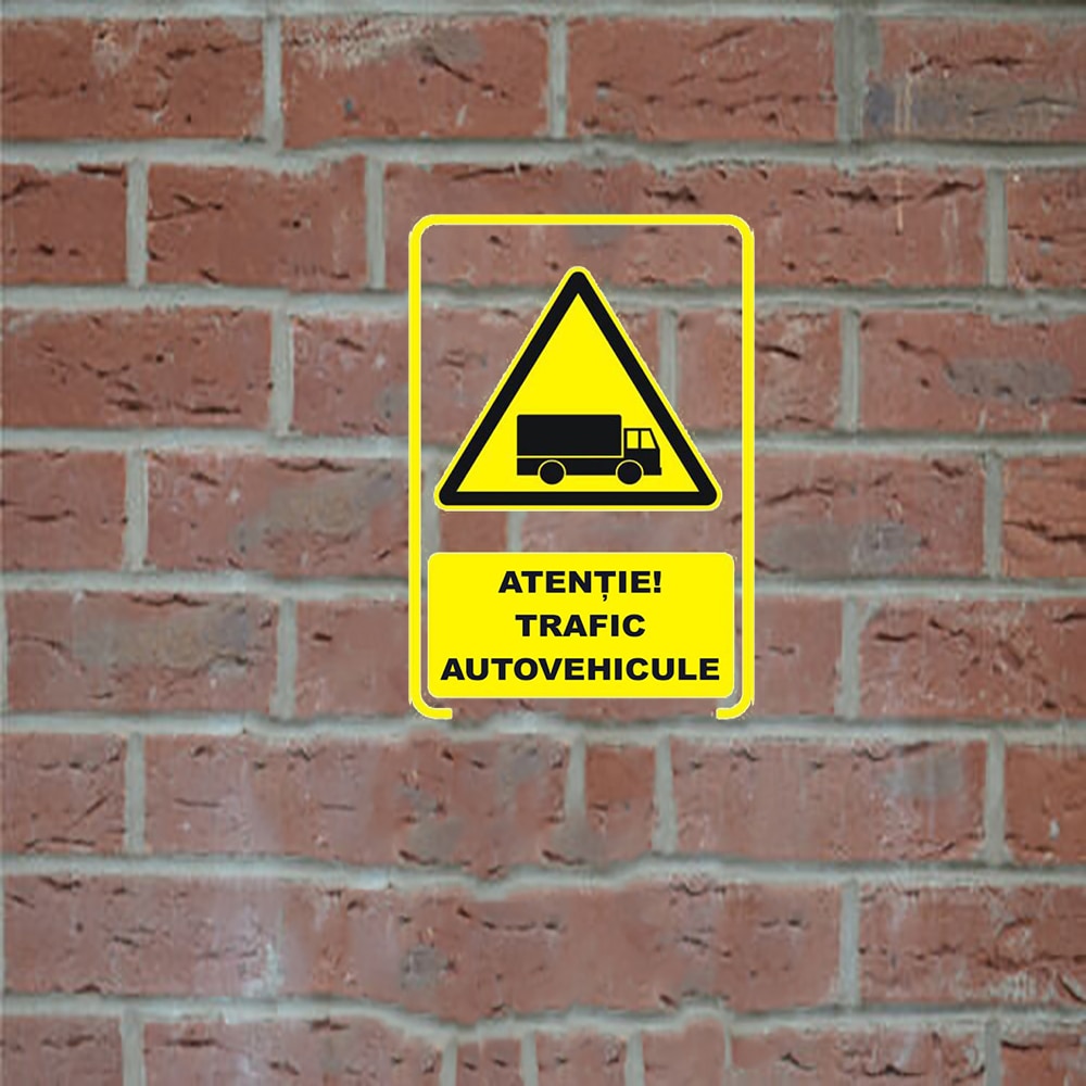 Sticker decorativ, Indicator avertizare - Atentie trafic autovehicule ...