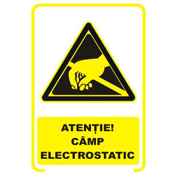 Sticker decorativ, Indicator avertizare - Atentie! Camp electrostatic ...
