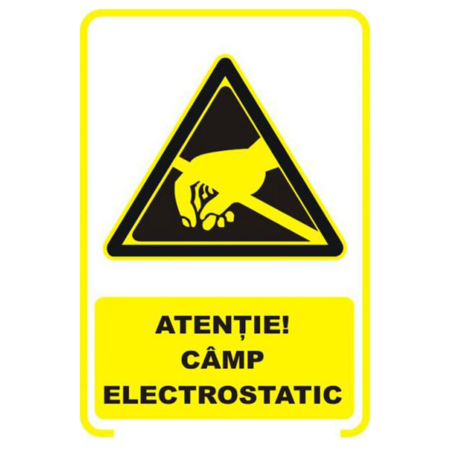Sticker decorativ, Indicator avertizare - Atentie! Camp electrostatic ...