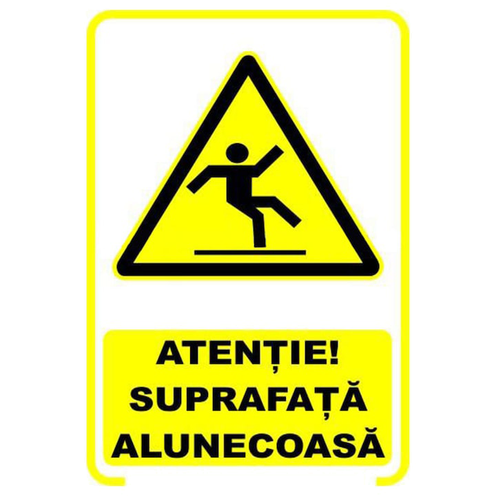 Sticker decorativ, Indicator avertizare - Atentie! Suprafete alunecoase ...