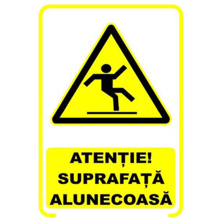 Sticker decorativ, Indicator avertizare - Atentie! Suprafete alunecoase ...