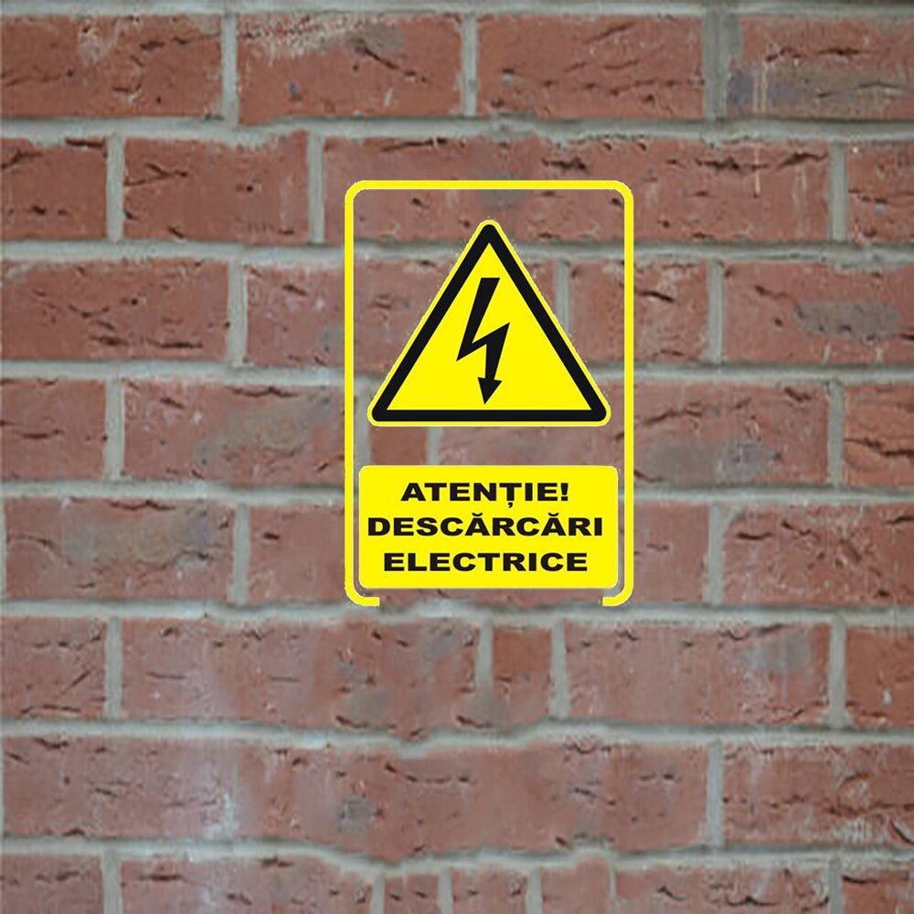 Sticker decorativ, Indicator avertizare - Atentie! Descarcari electrice ...