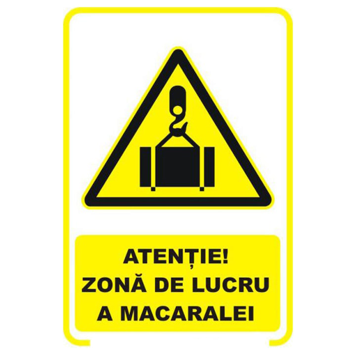 Sticker decorativ, Indicator avertizare - Atentie zona de lucru macara ...