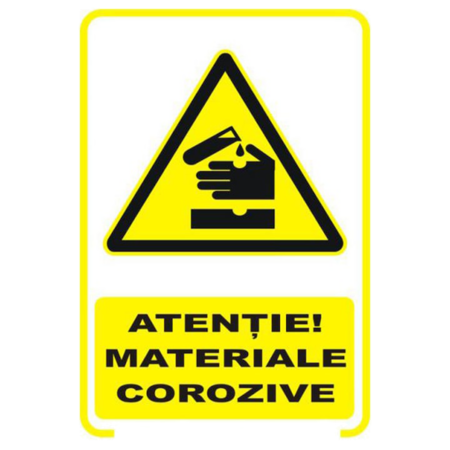 Sticker decorativ, Indicator avertizare - Atentie materiale corozive ...