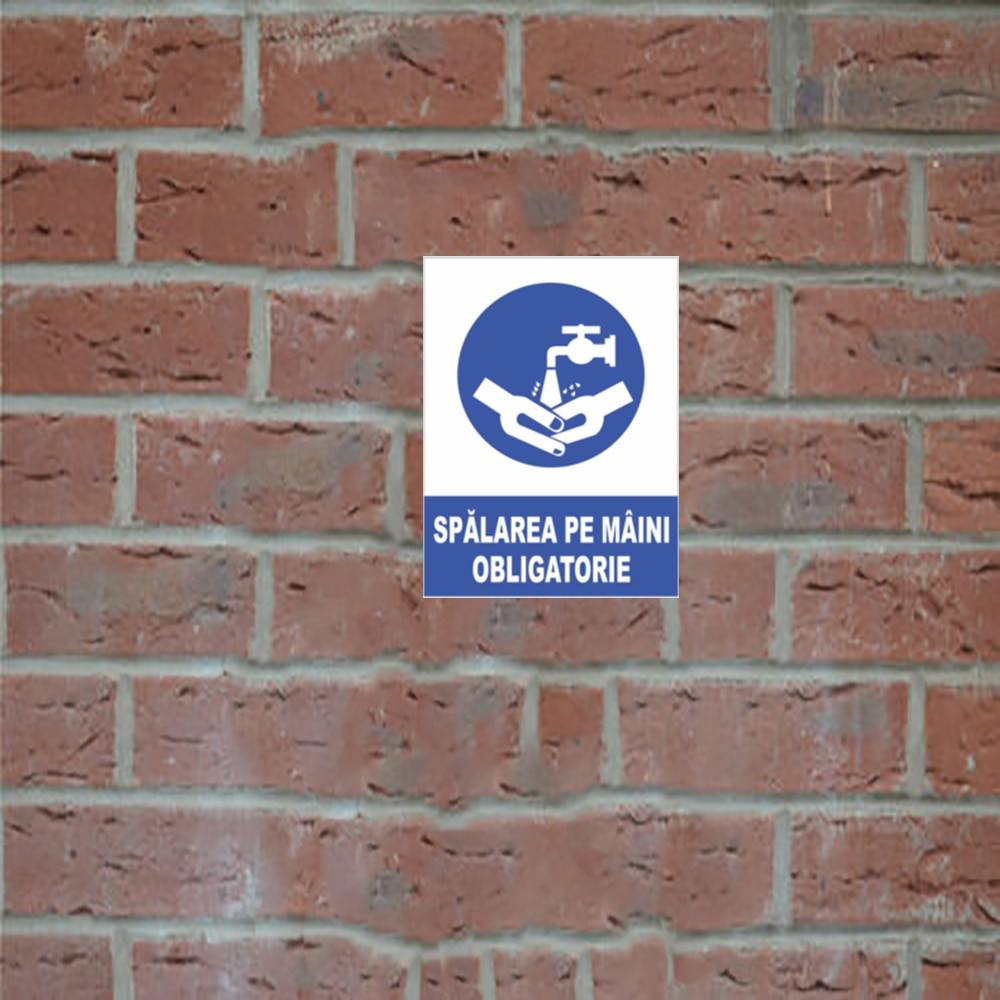 Sticker decorativ, Indicator - Spalarea pe maini obligatorie, 42x59.4 ...