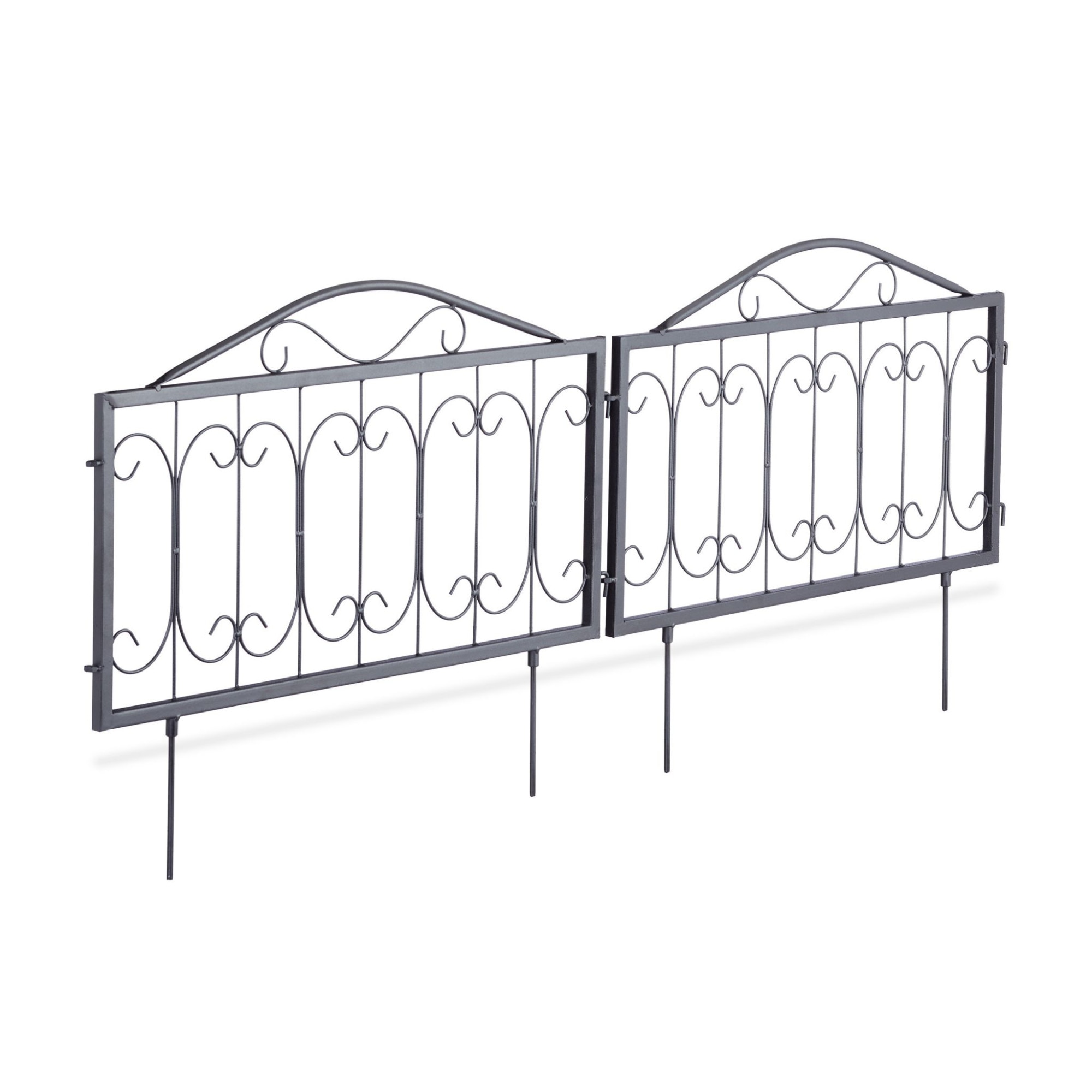 Gard decorativ, cu infigere in sol, din metal, 4 piese, 47 x 56,5 x 1,5 ...