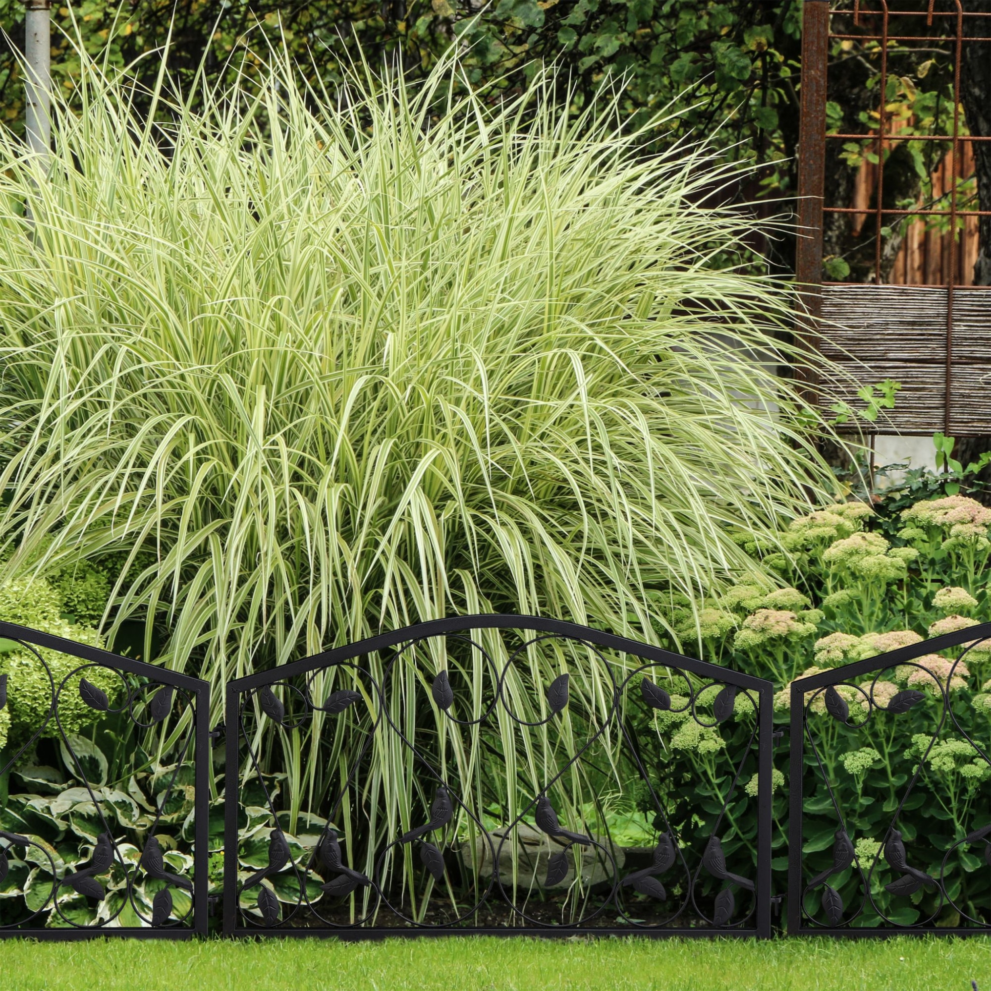 Gard decorativ, cu infigere in sol, 4 piese, stil antic, 47 x 225 x 1,5 ...