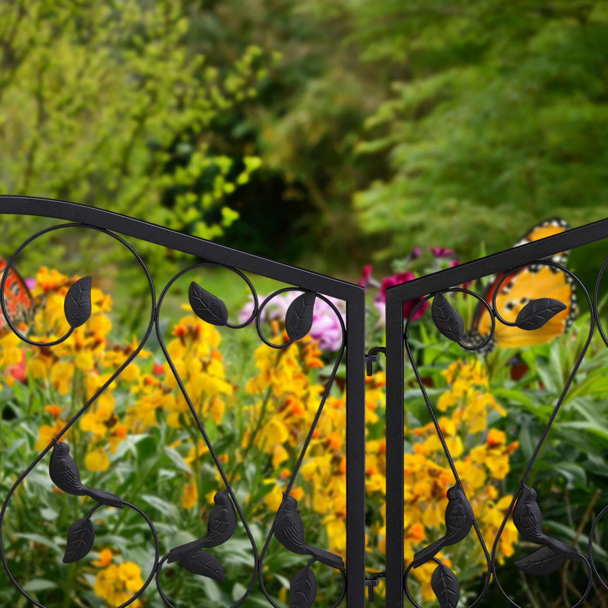 Gard decorativ, cu infigere in sol, 4 piese, stil antic, 47 x 225 x 1,5 ...