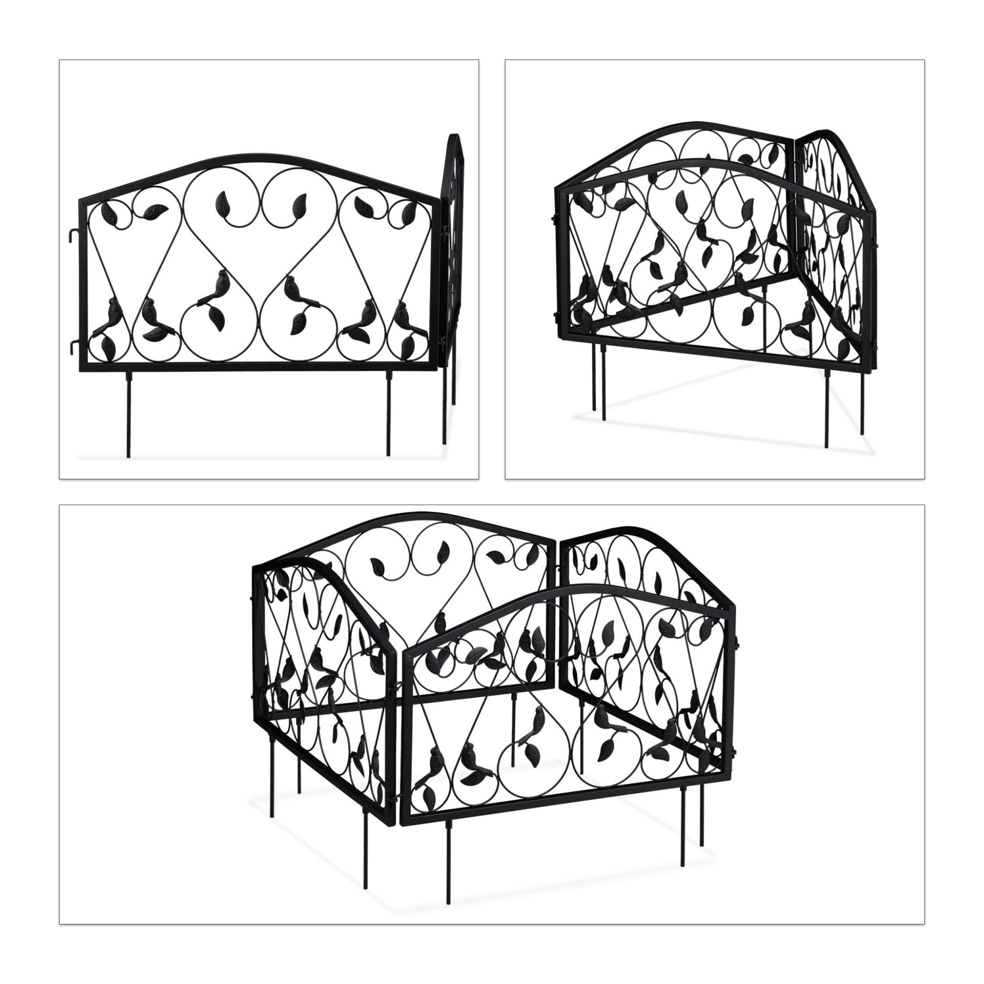 Gard decorativ, cu infigere in sol, 4 piese, stil antic, 47 x 225 x 1,5 ...
