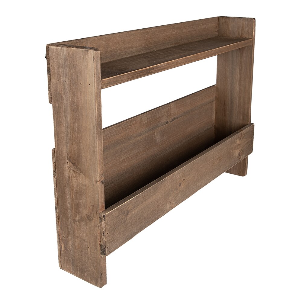 Raft perete 2 polite lemn maro 60x12x42 cm - eMAG.ro