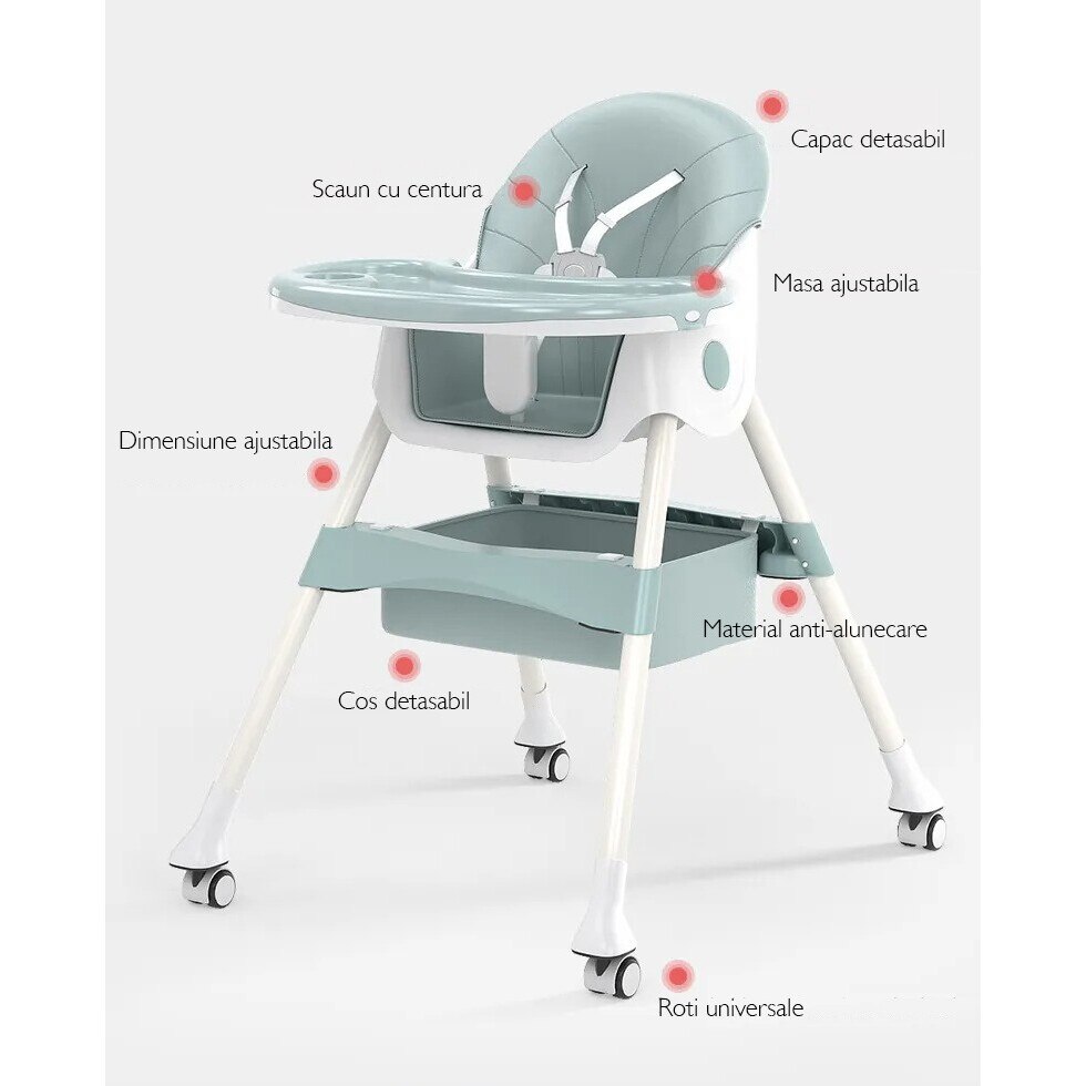 Scaun de Masa 3 in 1 pentru Bebelusi si Copii, KidProtect®, Inaltime ...
