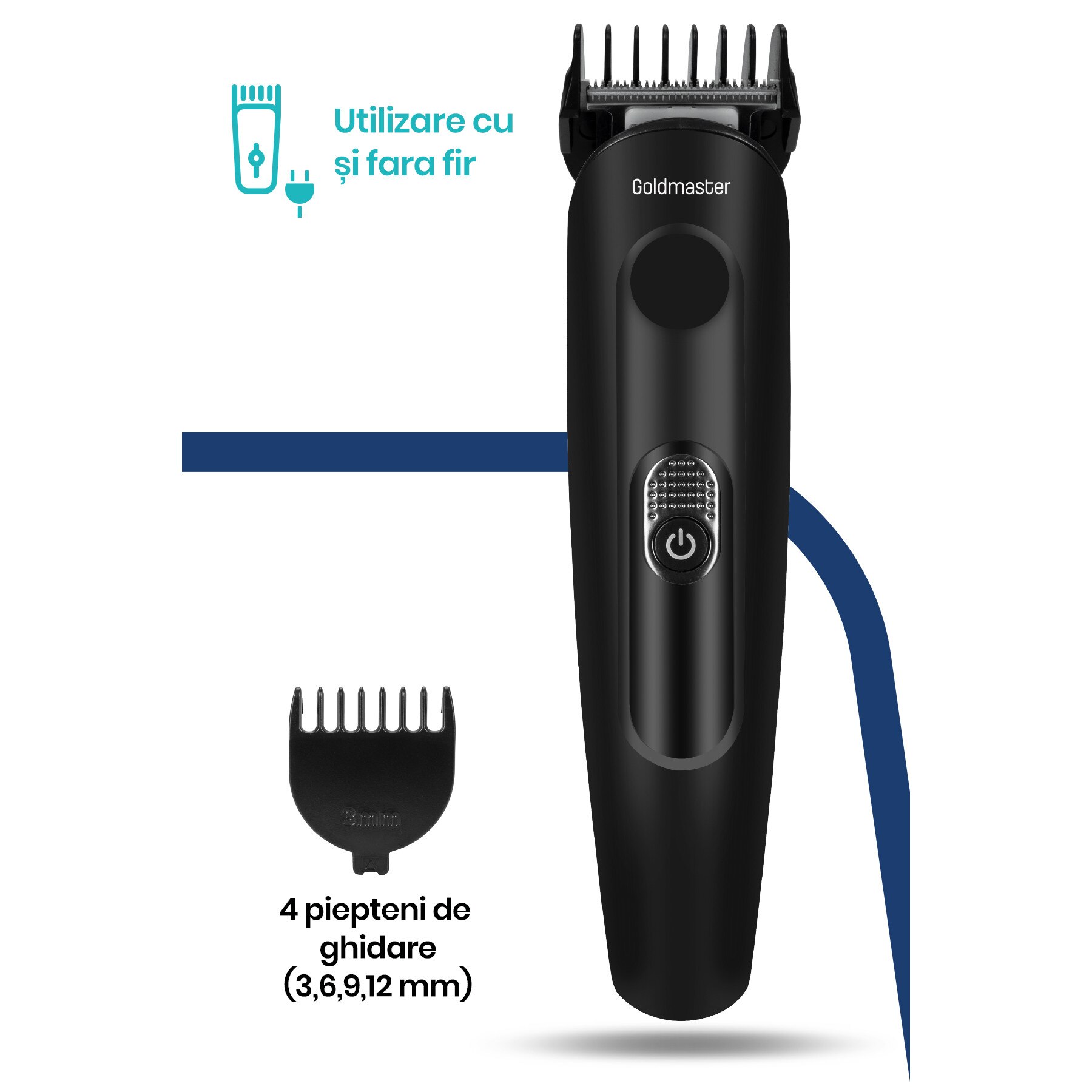 Aparat de tuns Goldmaster GM-8173, Lame otel, Incarcare rapida, Lithium ...