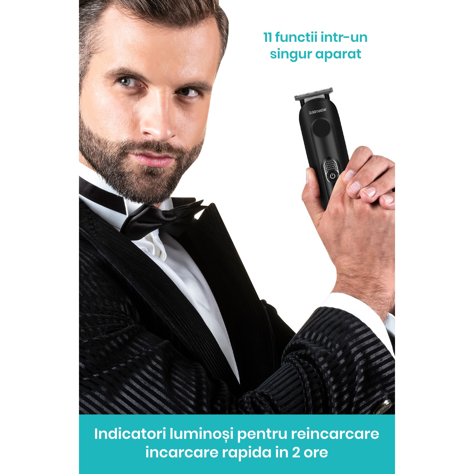 Aparat de tuns Goldmaster GM-8173, Lame otel, Incarcare rapida, Lithium ...