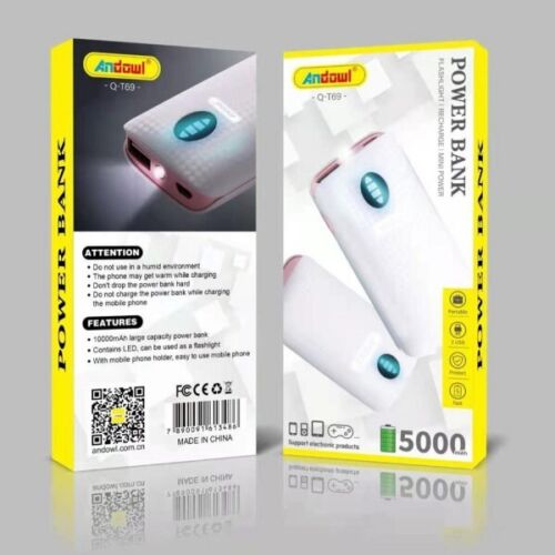 Acumulator extern, Andowl, Capacitate mare 5000 mAh, Lanterna si Power ...